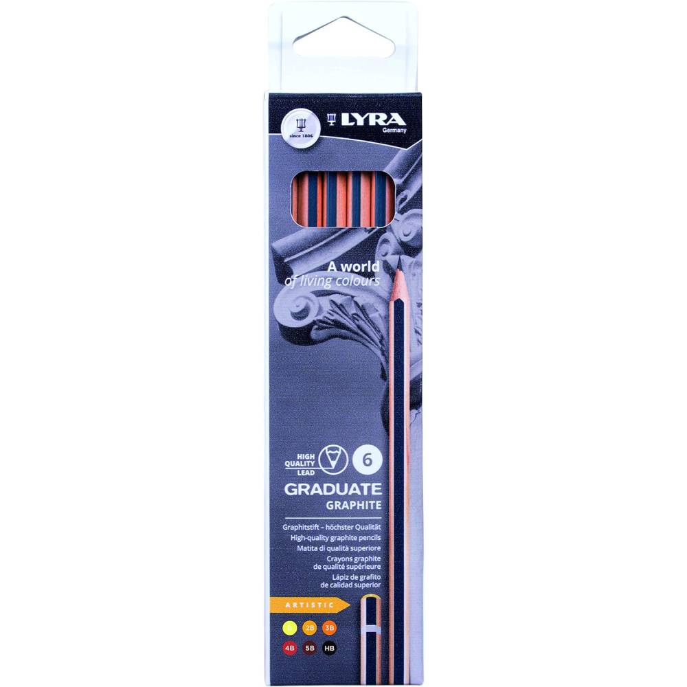 Lyra Graduate Graphite Pencil Set for Artistic Drawing (Pack of 6) — Mango