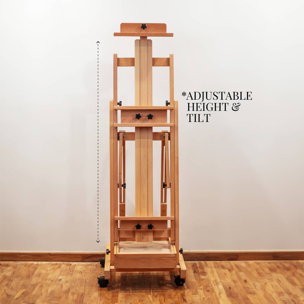 Professional Artist Wood Floor Easel with Storage Box (HPX-W14E) — Mango