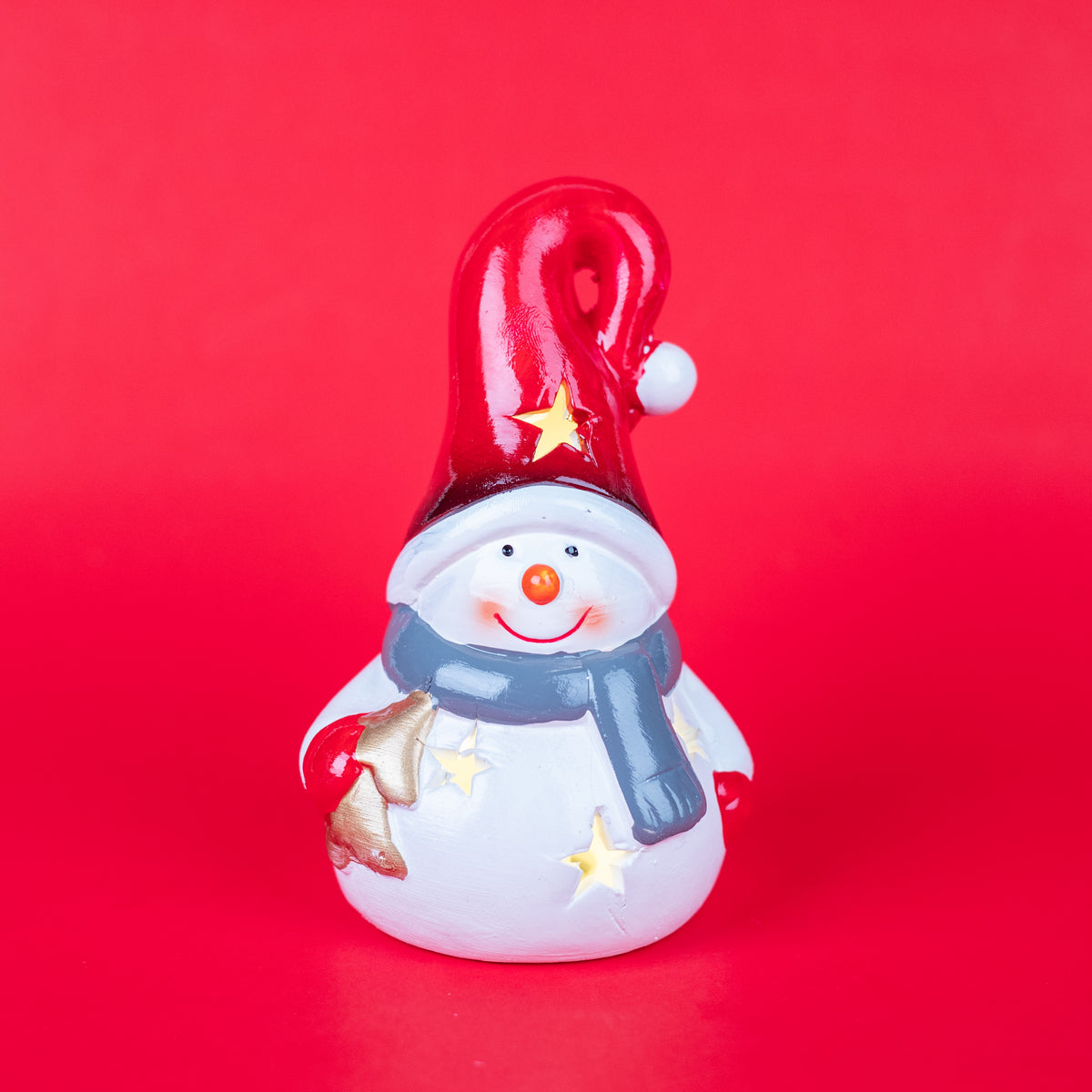 Ceramic Christmas Light Ornament Short Bubbly Snowman Showpiece for Ta ...