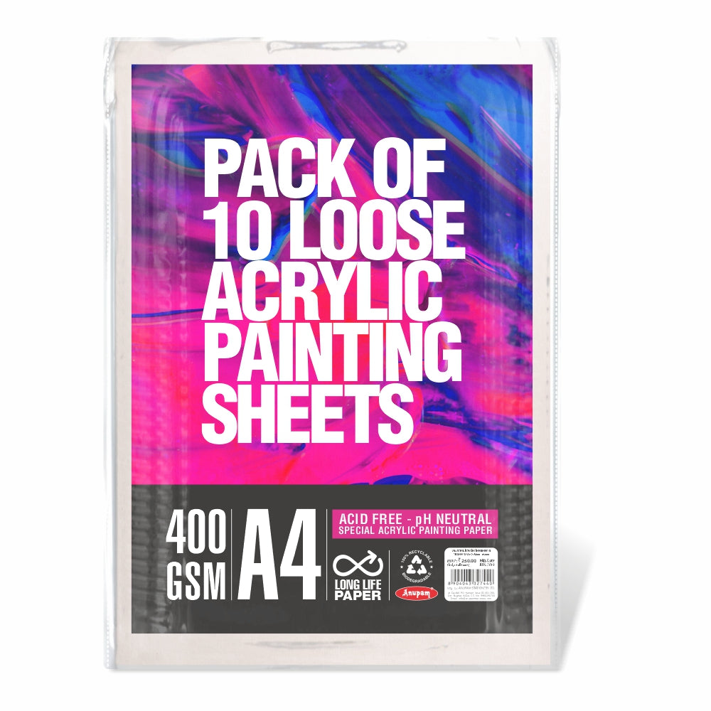 Anupam - Acrylic Painting Sheets pack of 10, A4/400GSM — Mango