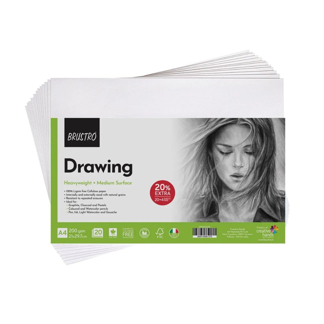 Brustro Drawing Paper Pad – A4 Size, 200 GSM, 20 Sheets (21 x 29.7 cm ...