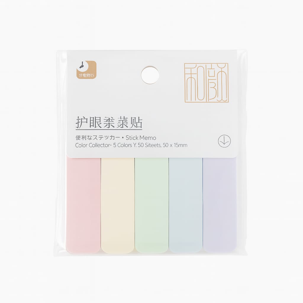 Pastel Sticky Notes Set – 5 Soft Colors, 50 Sheets Each (50×15mm) — Mango